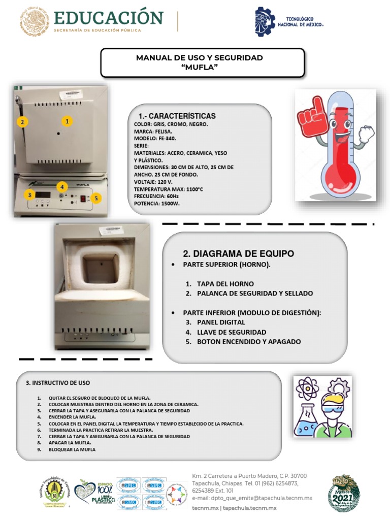 Manual de uso y seguridad de la mufla: características, instrucciones ...
