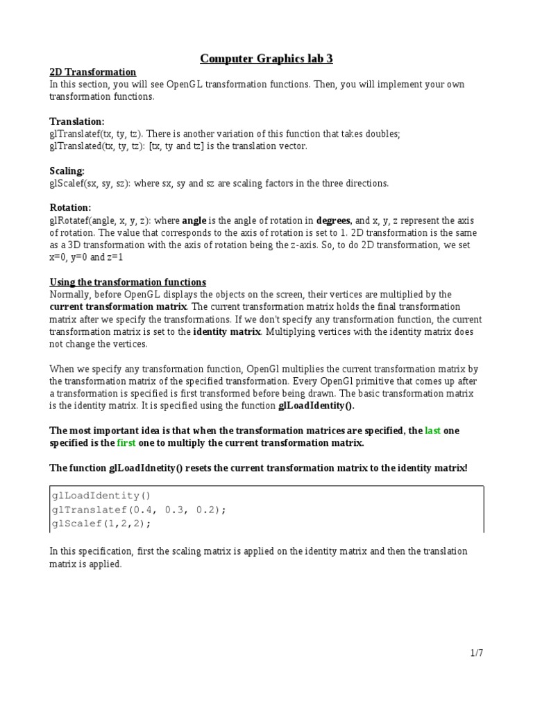 Computer Graphics Lab 3: Last First | PDF | 2 D Computer Graphics ...