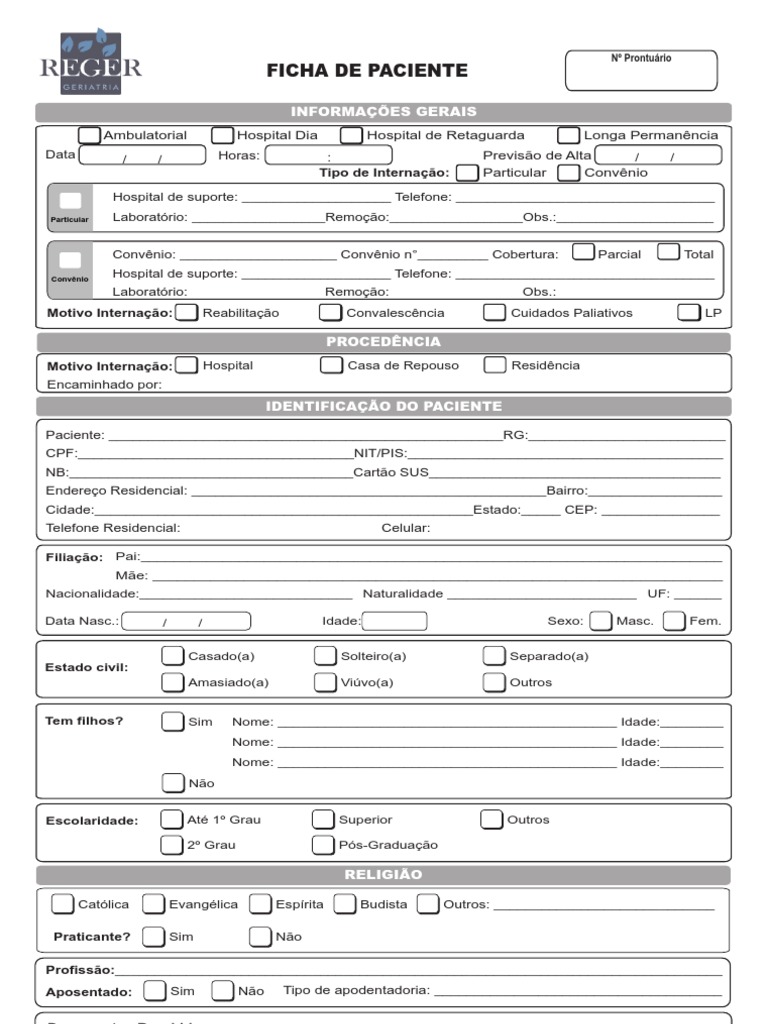 Ficha Do Paciente - Maio 2011 | PDF | Bem-estar | Médico