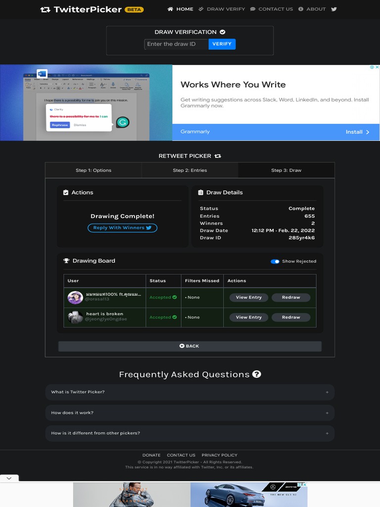 Twitter Picker - Free Giveaway Picker | PDF | Online Services | Websites