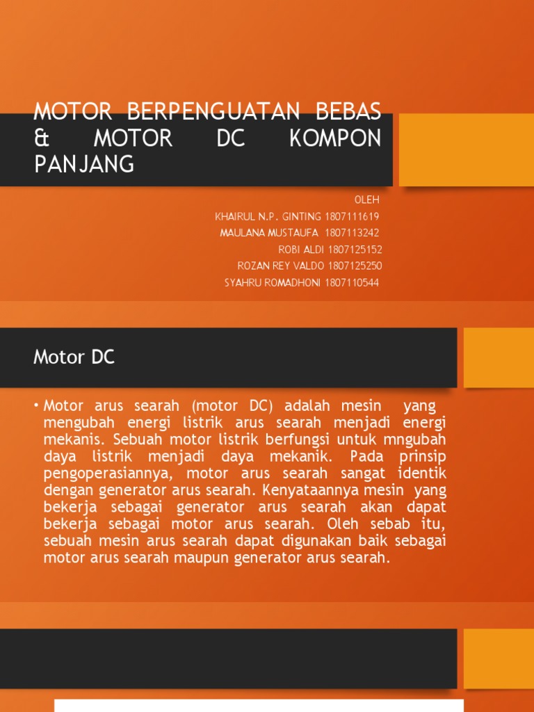 Motor Berpenguat Bebas & DC Kompon Panjang | PDF