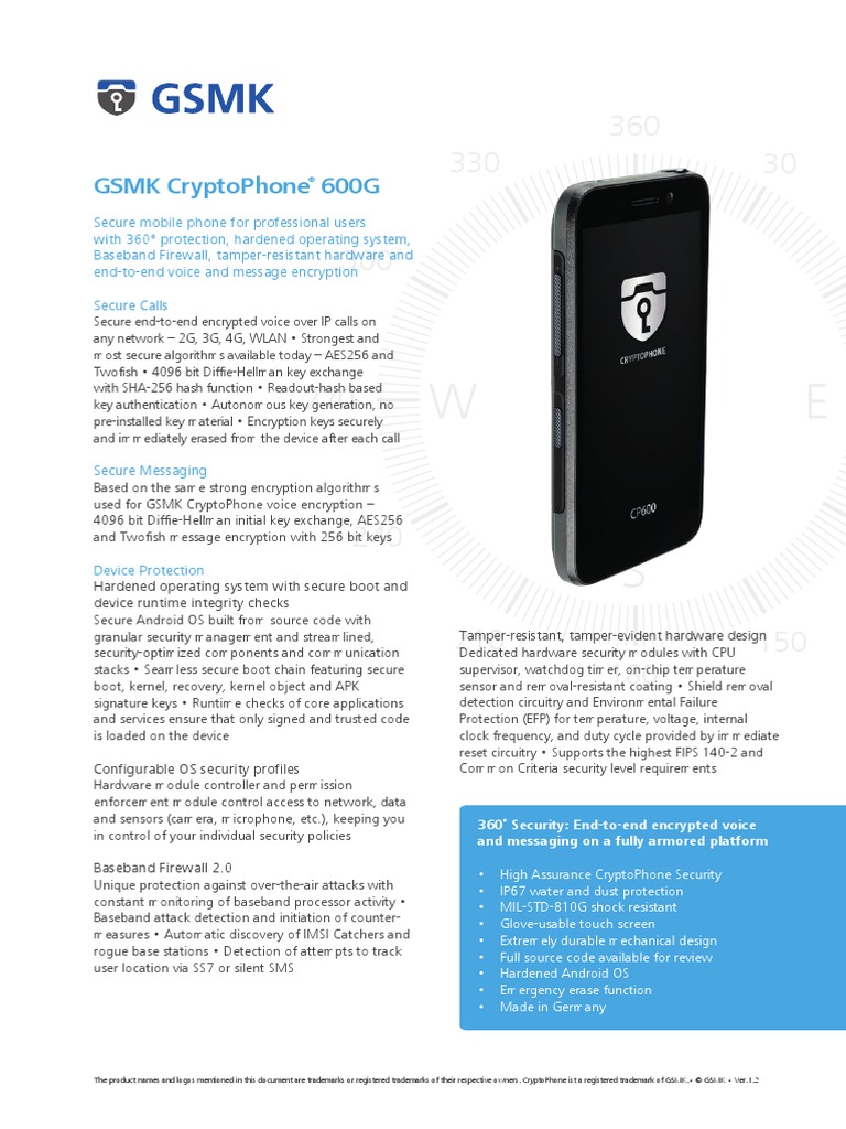 GSMK CP600G-Brochure | PDF | Operating System | Encryption