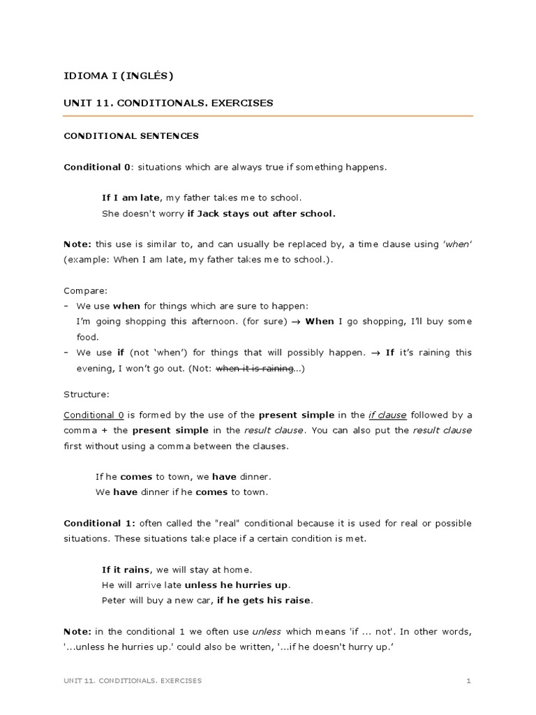 Understanding Conditionals: An Analysis of Conditional Sentence Structures and Their Uses | PDF ...