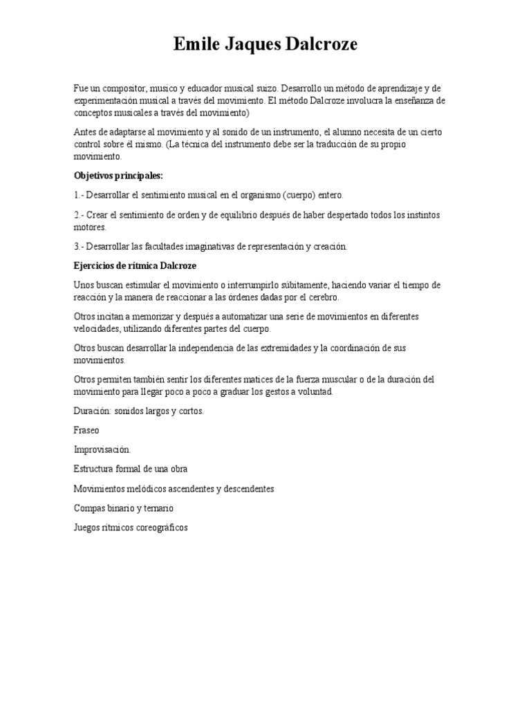 Emile Jaques Dalcroze | PDF | Ritmo | Improvisación