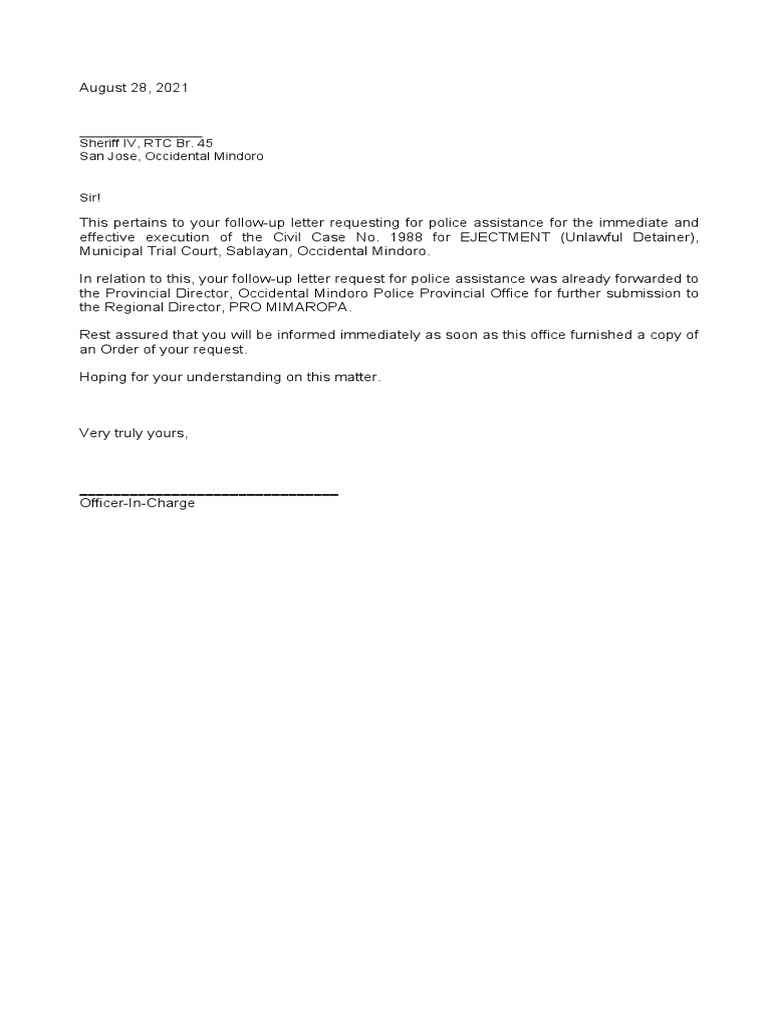 LETTER REQUEST For Land Dispute Sample | PDF