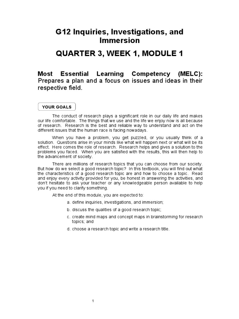 3 I's Quarter 3, Week 1, Module 1 | Download Free PDF | Qualitative ...