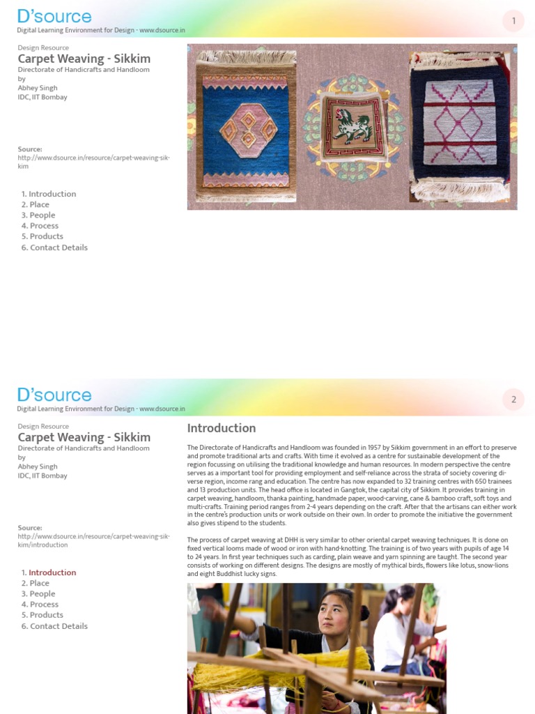 Carpet Weaving Sikkim | PDF | Weaving | Carpet
