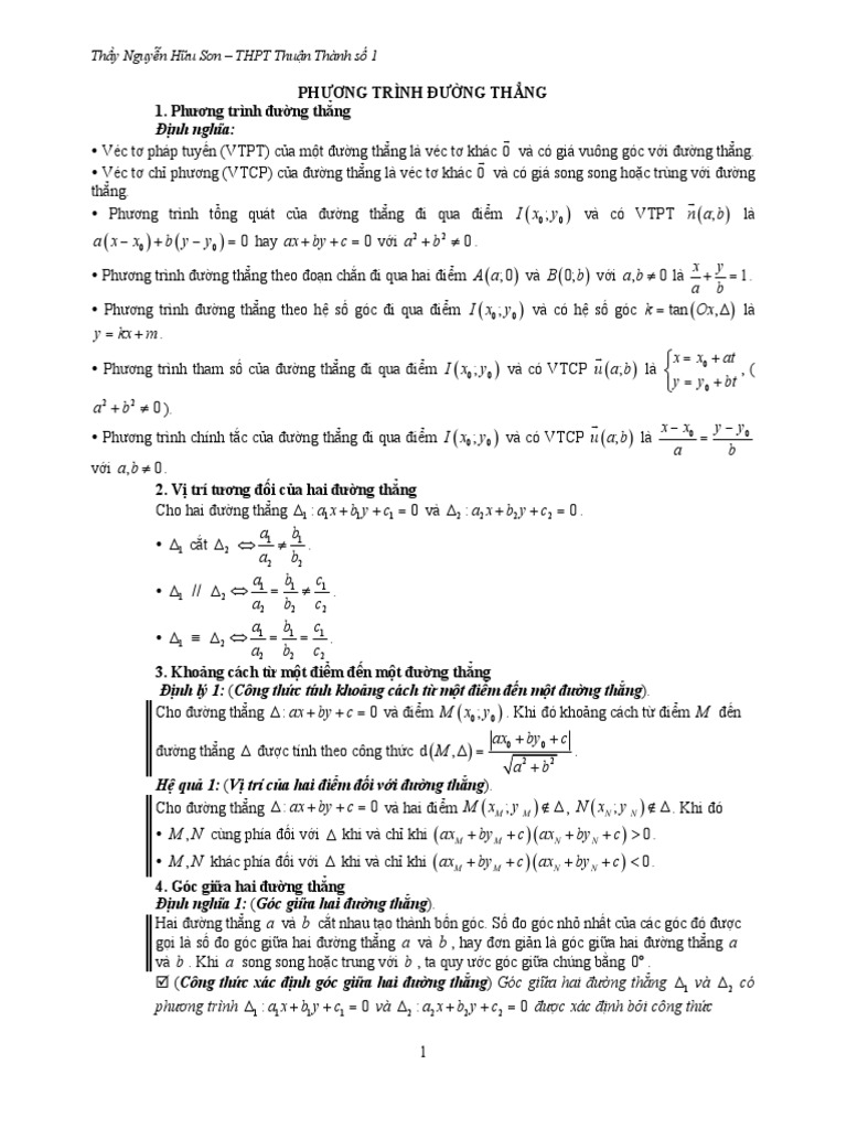 Phuong Trinh Duong Thang | PDF