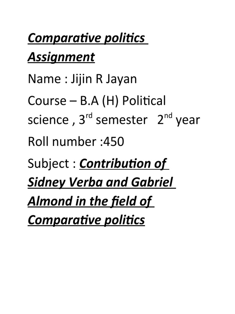 The Pioneering Work of Sidney Verba and Gabriel Almond: An Analysis of ...