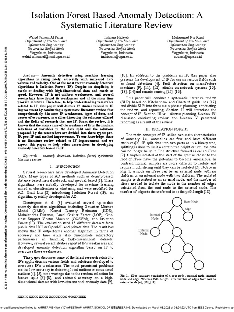 Isolation Forest Based Anomaly Detection: A Systematic Literature ...