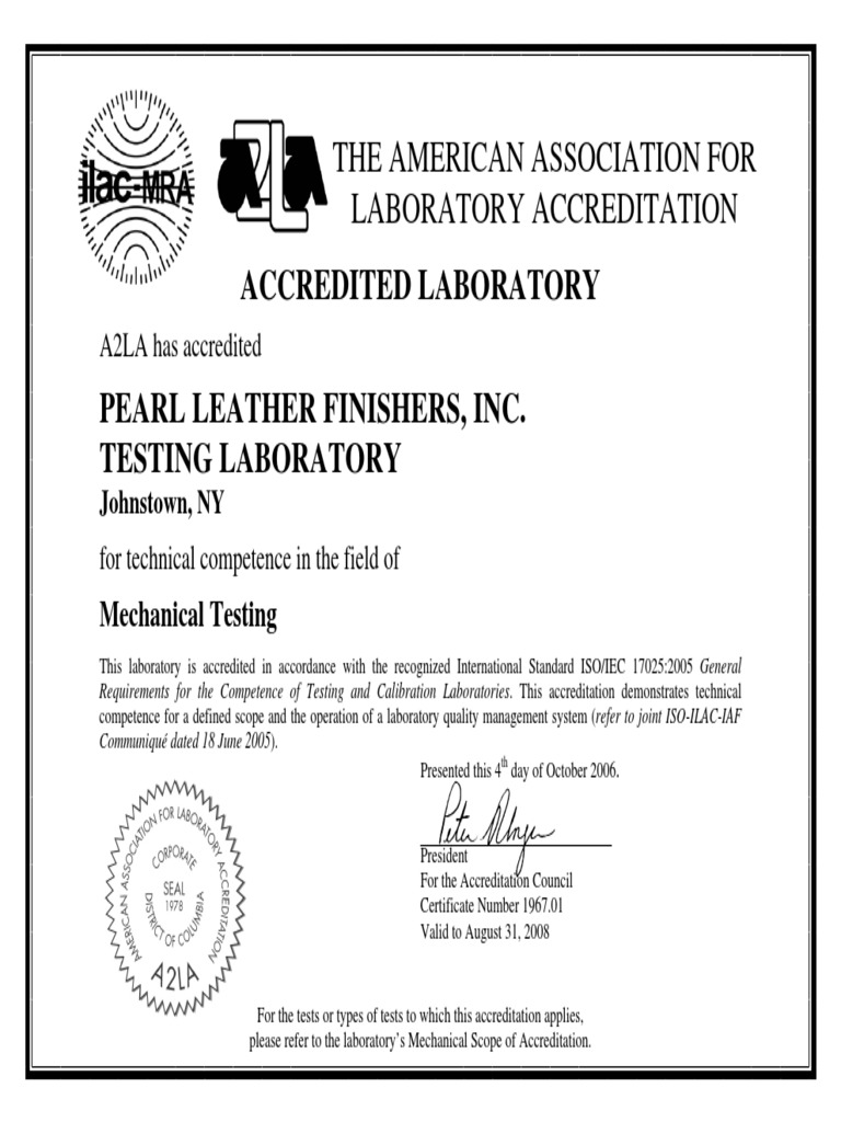 A2LA Accredited Laboratory for Mechanical Testing | PDF | Textiles | Wear