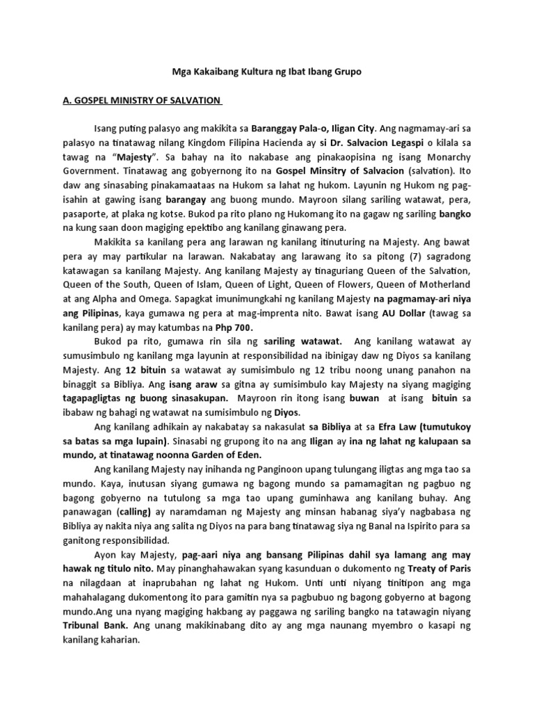 Minstry of Salvation and Moncadista | PDF