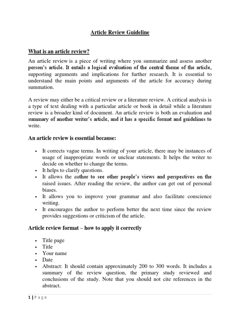 Article Review Writing Guidelines | PDF | Argument | Evaluation