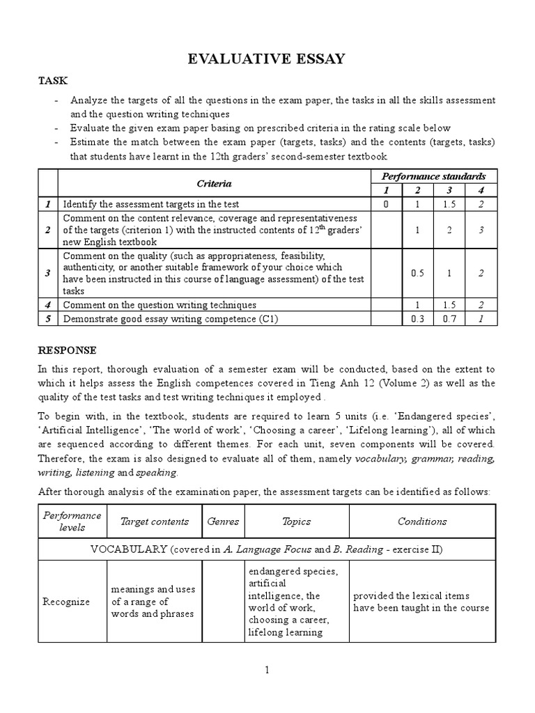 Evaluating 12th Grade English Exam Quality | PDF | Educational ...
