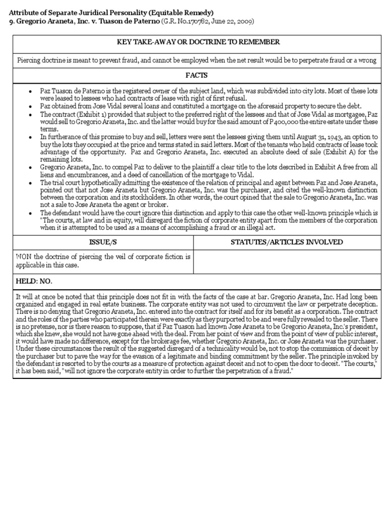 Gregorio Araneta v. Tuason de Paterno | PDF | Mortgage Law | Business Law