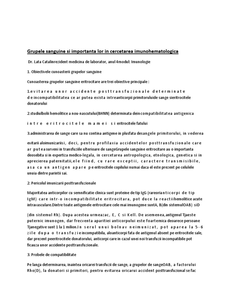 Curs Transfuzii Asistenti | PDF