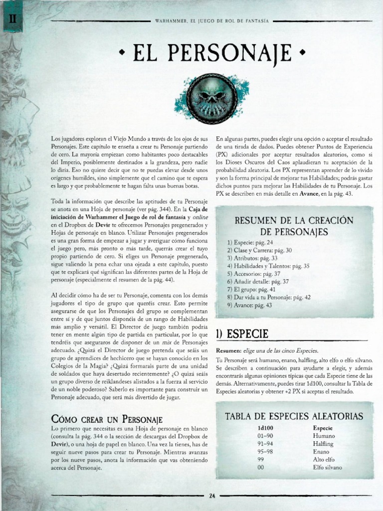 WFRP - El Personaje | PDF | Duendes | Elf (Tierra Media)