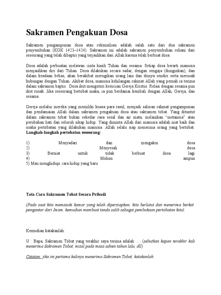 Sakramen Pengakuan Dosa | PDF