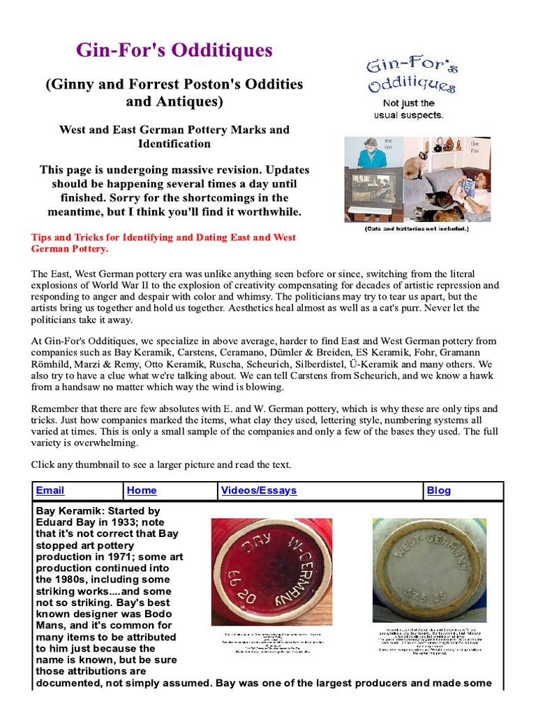 West and East German Pottery Marks and Identification | PDF