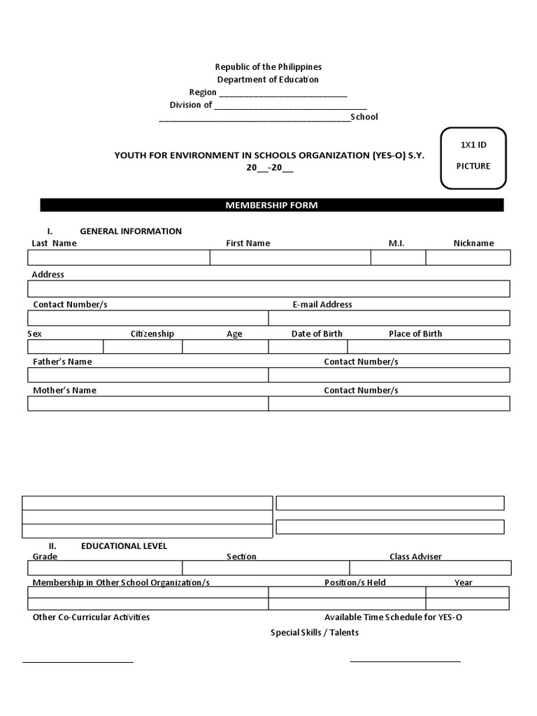 YES O Membership Form | PDF