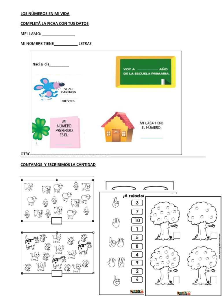 ME LLAMO: - MI NOMBRE TIENE - LETRAS: Los Números en Mi Vida Completá ...