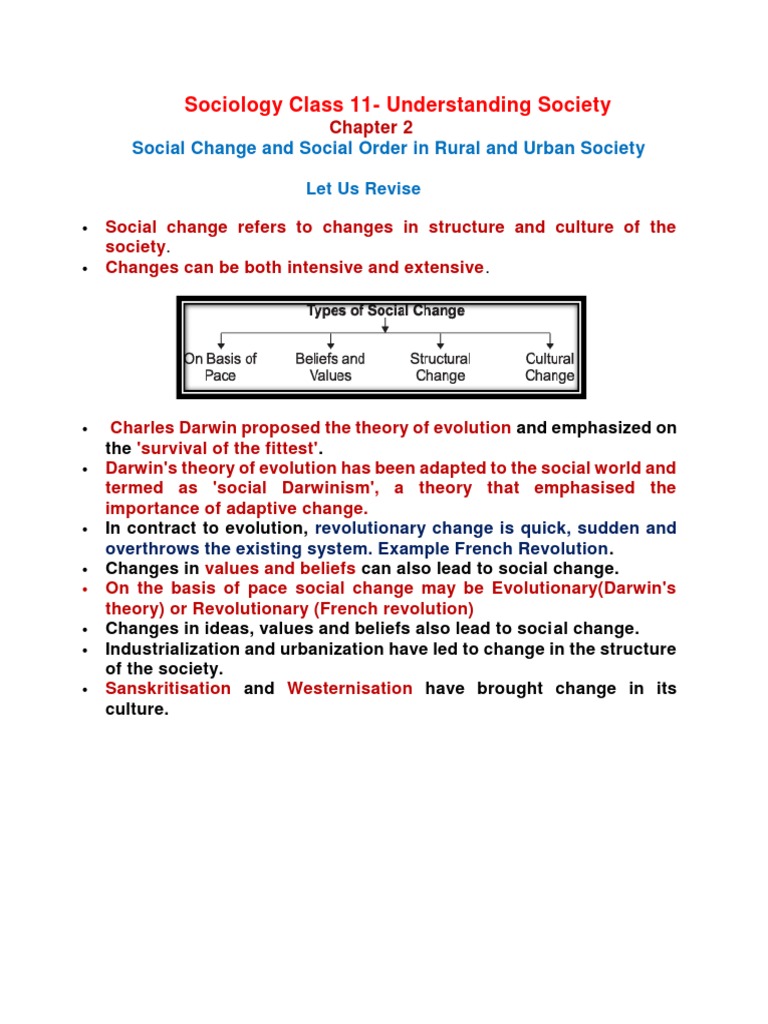 Sociology Class 11doc - Chap3 - Social Change and Social Order in Rural ...