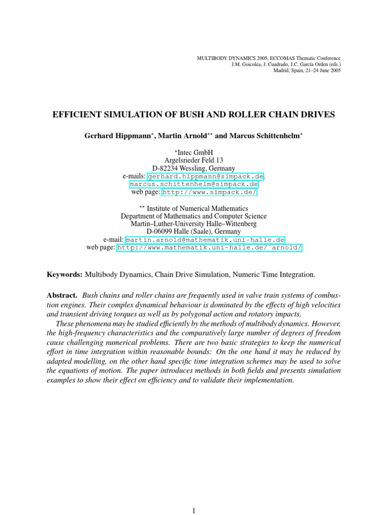 Efficient Simulation of Bush and Roller Chain Drives Through Adapted ...