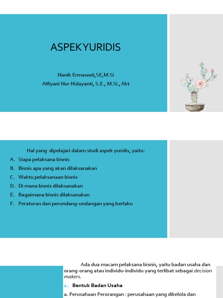 Panduan Aspek Yuridis Bisnis | PDF | Pengelolaan Keuangan & Uang | Hukum