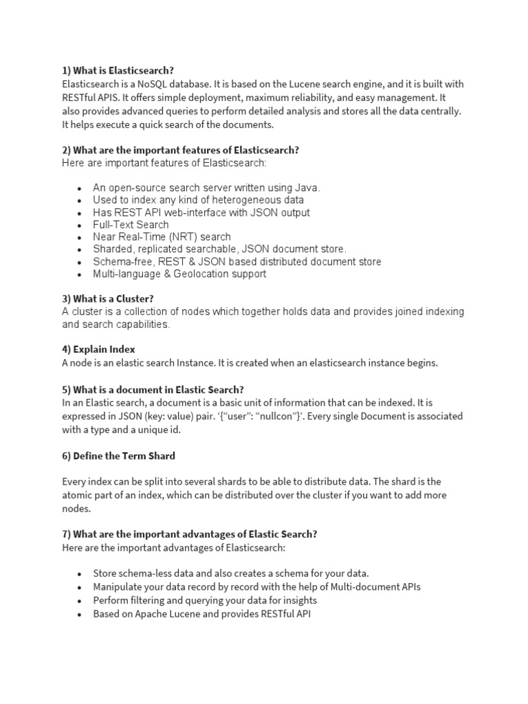 ElasticSearch Interview Questions and Answers 40 | PDF | Search Engine Indexing | Database Index