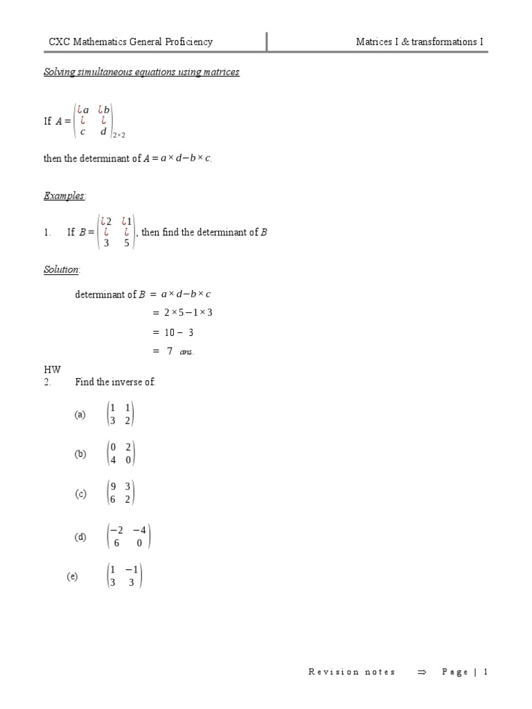 Matrices - Lessons - Part 4 | PDF | Matrix (Mathematics) | Determinant