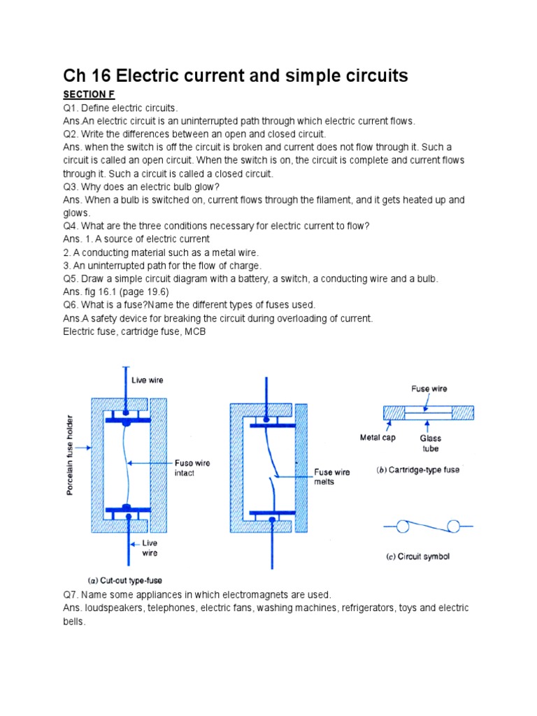 CH 16 Electric Current and Simple Circuits | PDF | Electric Current ...