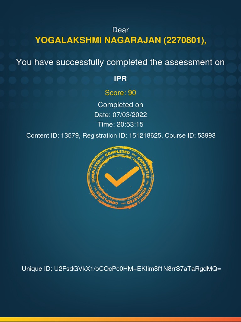 IPR Completion Certificate | PDF