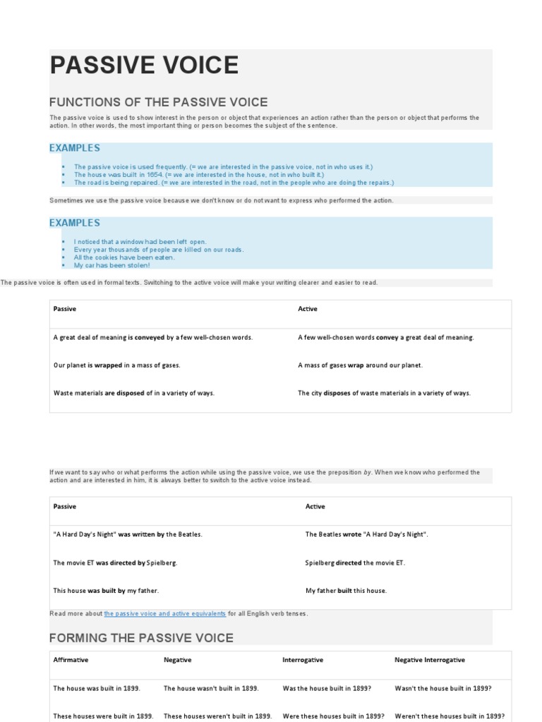 Passive Voice Grammar | PDF | Semantic Units | Linguistic Typology