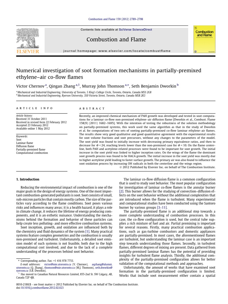 Combustion and Flame: Victor Chernov, Qingan Zhang, Murray John Thomson ...