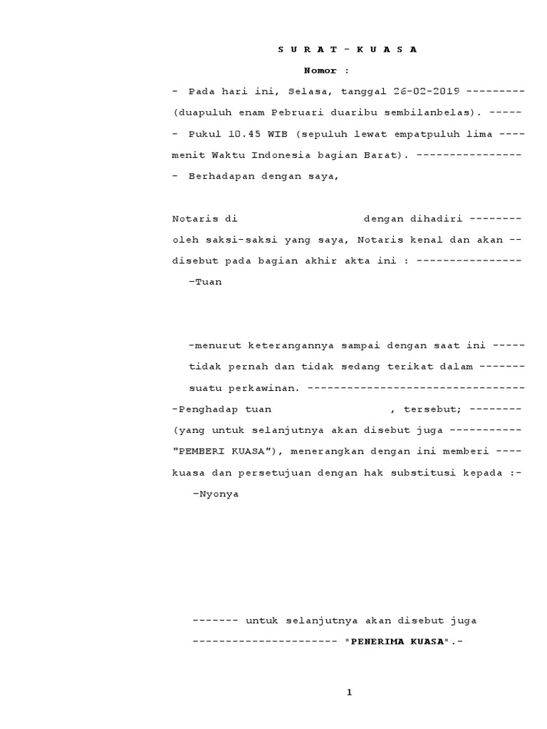 Contoh Akta Surat Kuasa KPR | PDF