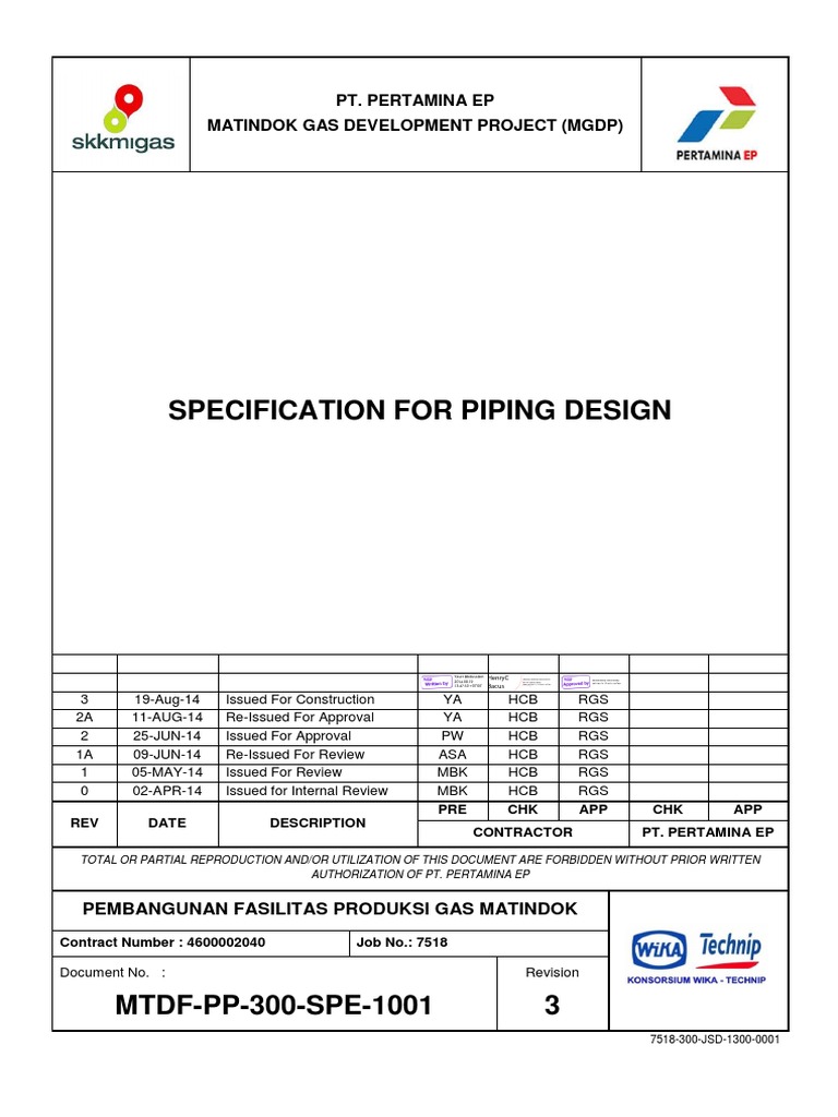 Specification For Piping Design | PDF | Pipe (Fluid Conveyance) | Pump