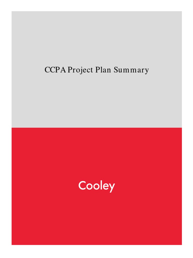 CCPA Project Plan Summary | PDF | Regulatory Compliance | Privacy