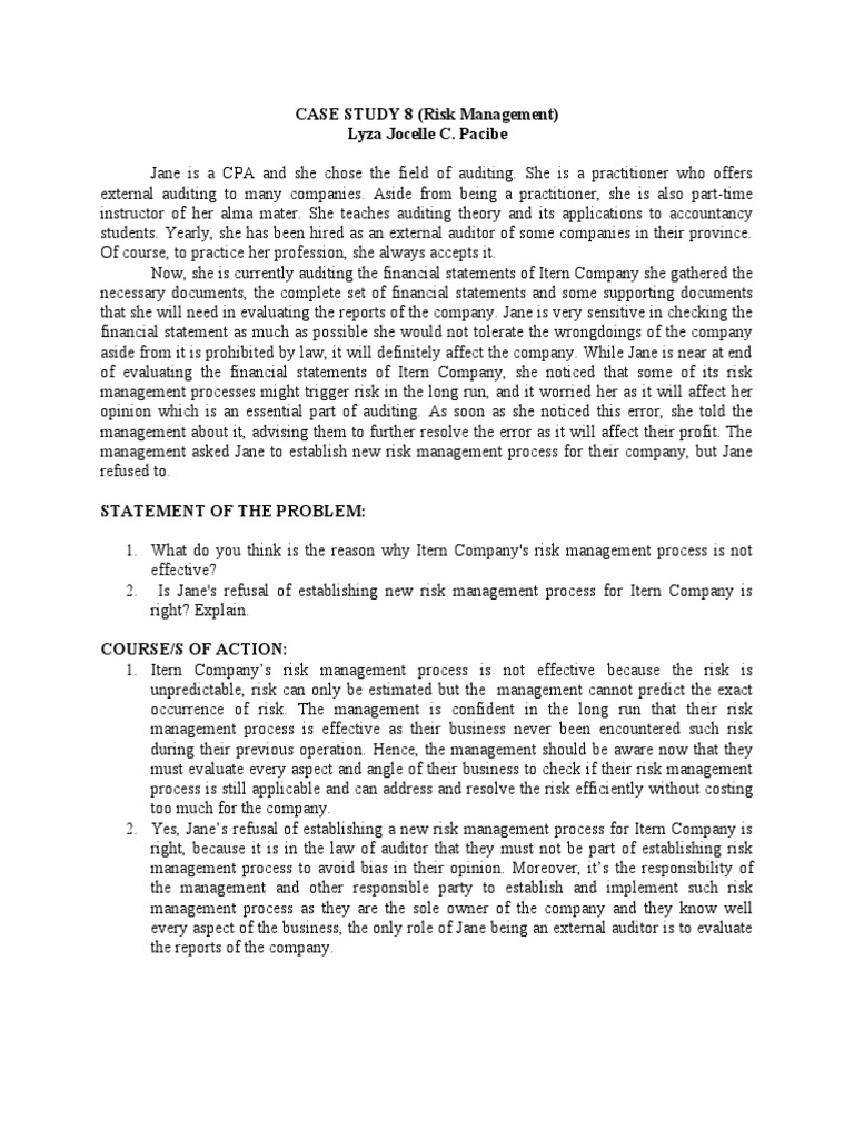 Case Study 8 Risk Management | PDF | Risk | Audit