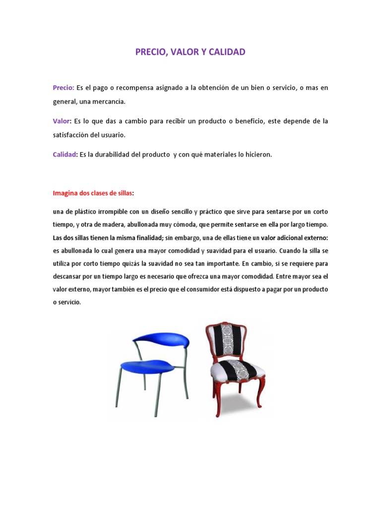 Precio, Valor y Calidad en Productos | PDF | Negocios