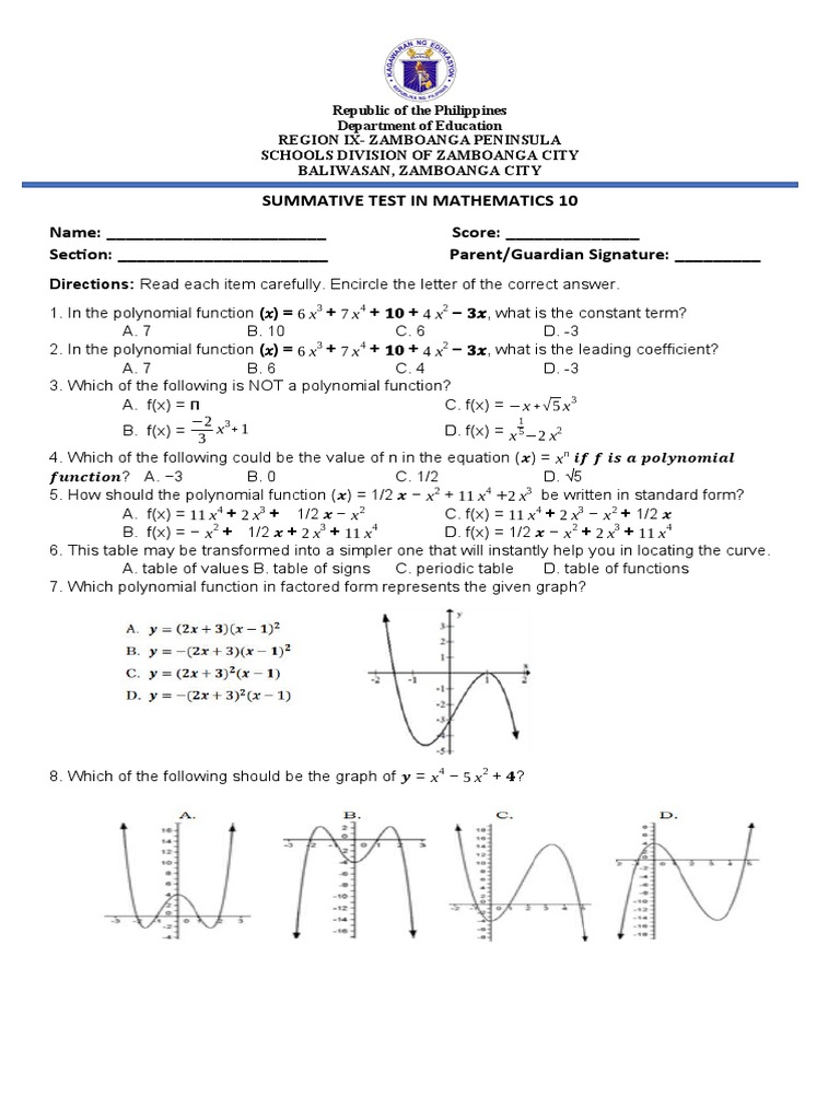 Summative Test | PDF | Circle | Angle