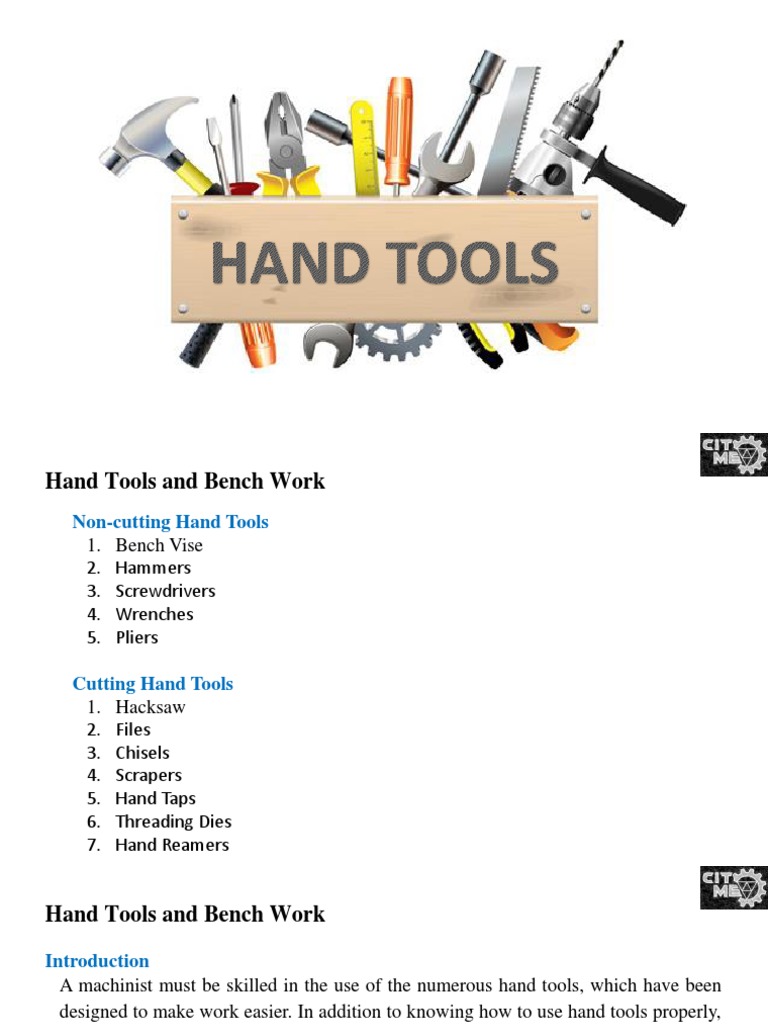 Lecture 3 - Non-Cutting Hand Tools | PDF | Nut (Hardware) | Screw