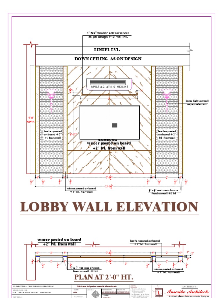 Lobby Wall Elevation: PLAN AT 2'-0" HT | PDF