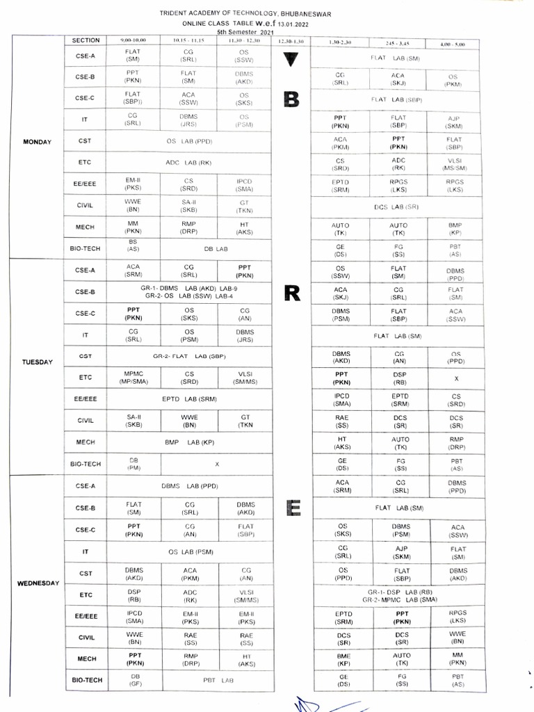 5TH-SEM-TIME-TABLE | PDF