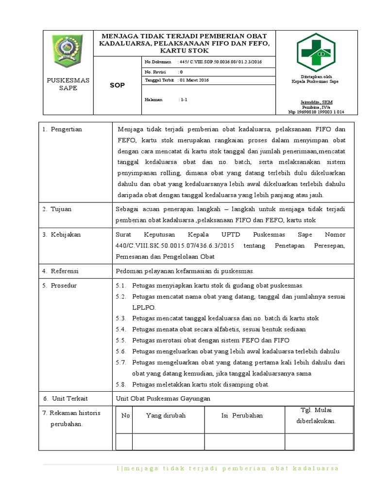 36 - 8.2.2.5 SOP Menjaga Tidak Terjadinya Pemberian Obat Kedaluarsa ...