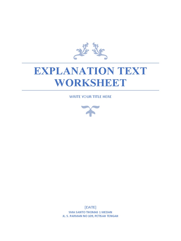 Explanation Text Worksheet: Write Your Title Here | PDF