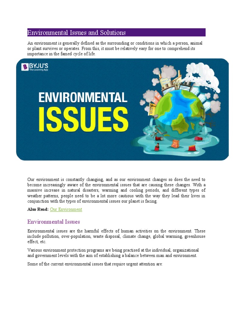 Environmental Issues and Solutions | PDF | Climate Change | Physical ...