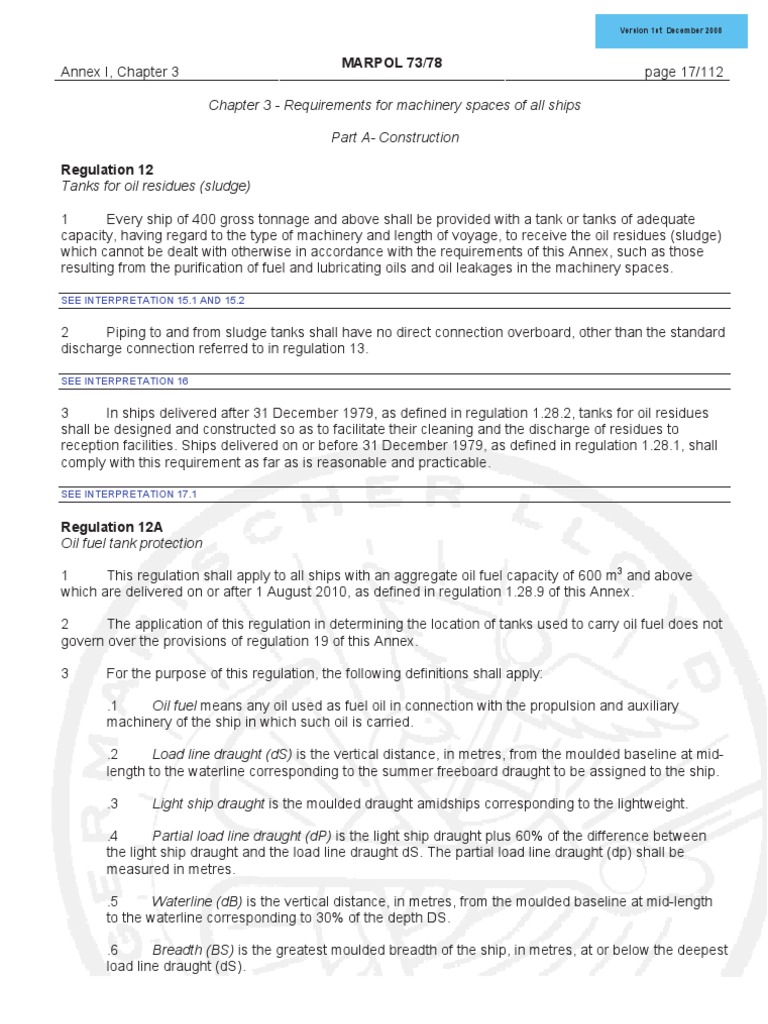 MARPOL 12a | PDF | Fuel Oil | Pipe (Fluid Conveyance)