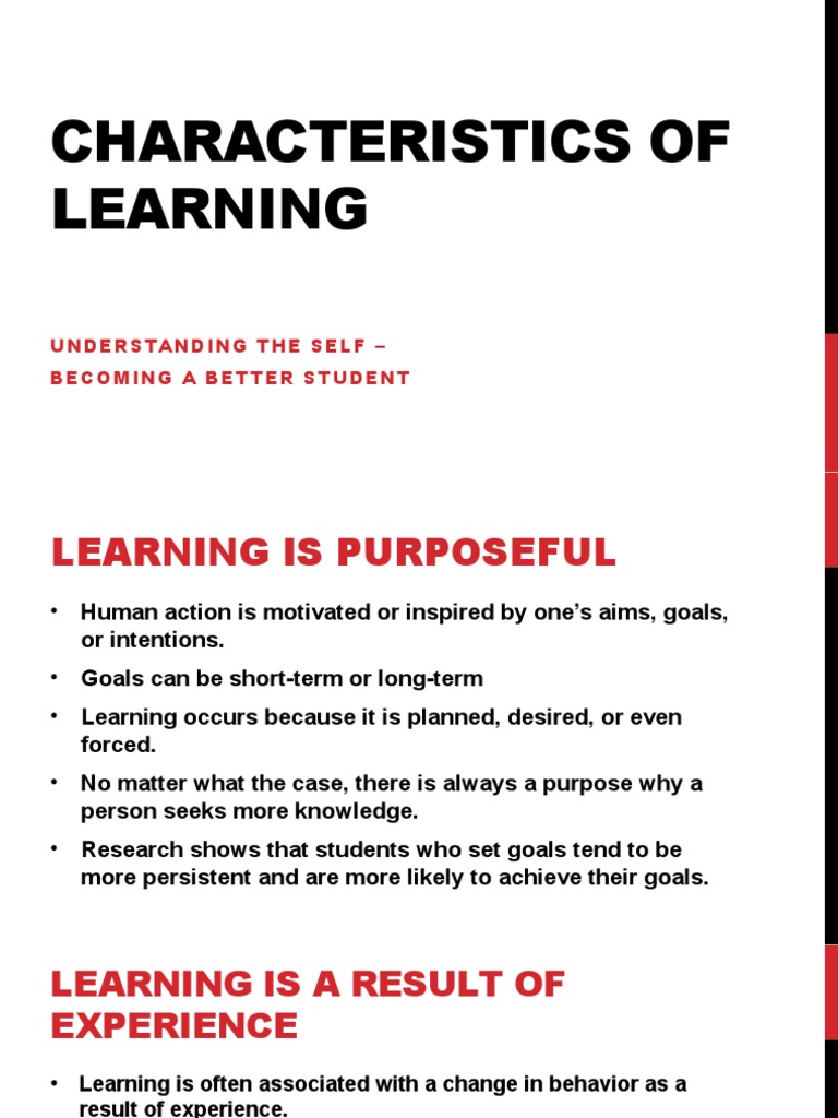 Characteristics of Learning: Understanding The Self - Becoming A Better ...