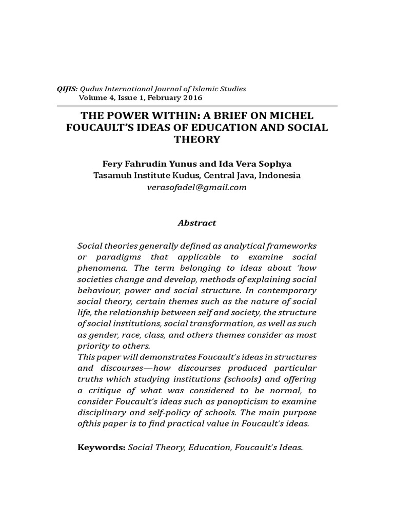The Power Within A Brief On Michel Foucault's Ideas of Education and ...