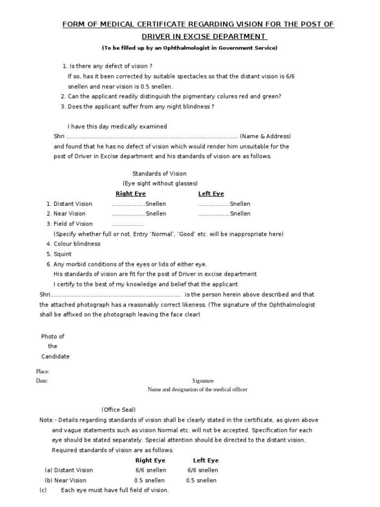 Format of Medical Certificate-Alp | PDF | Glasses | Health Sciences